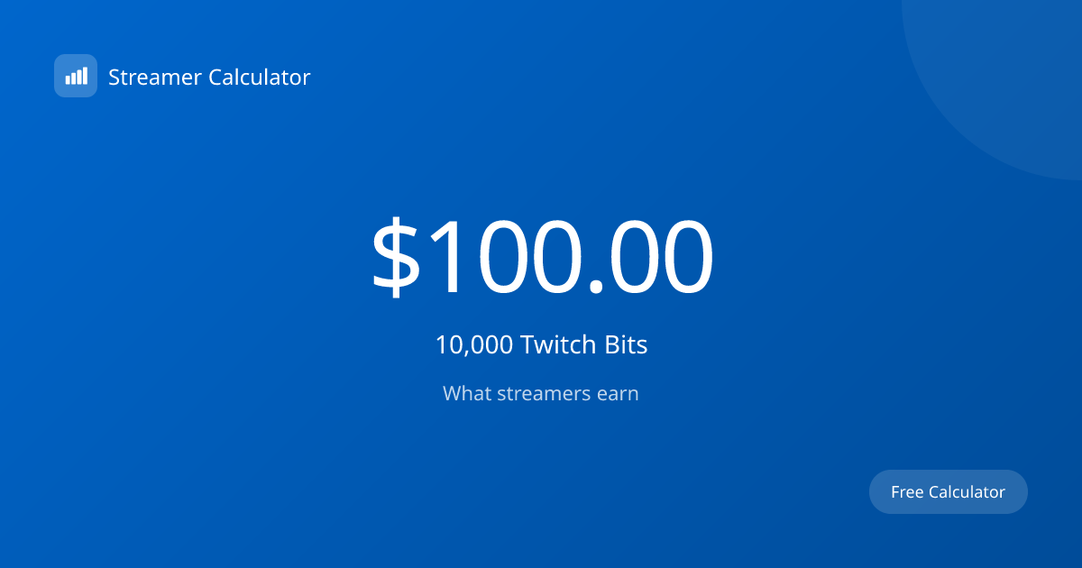 How Much is 10,000 Twitch Bits? (Equals $100.00 USD)